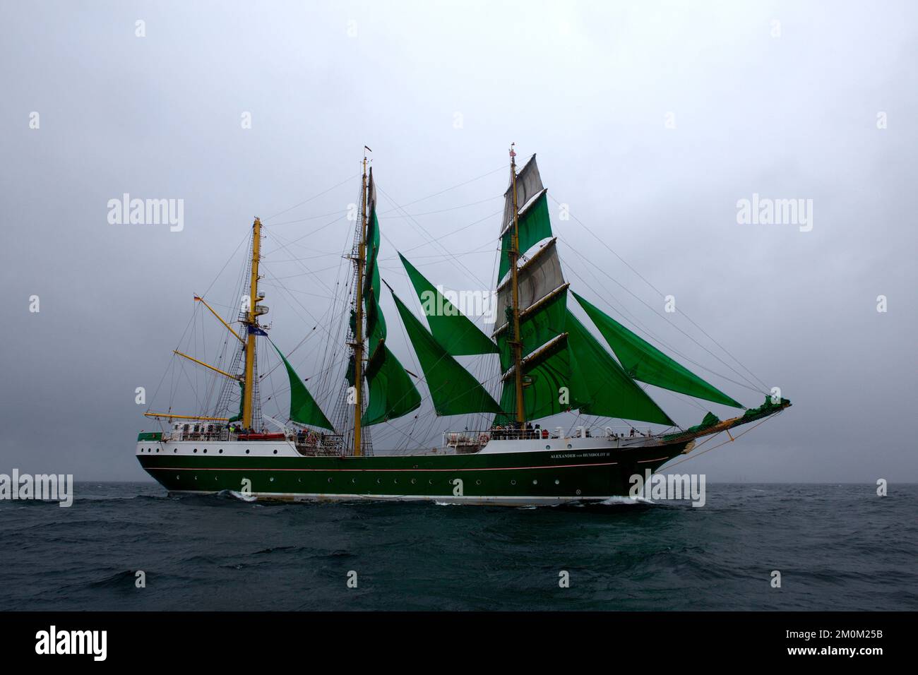 German tall ship Alexander von Humboldt II under grey skies Stock Photo ...