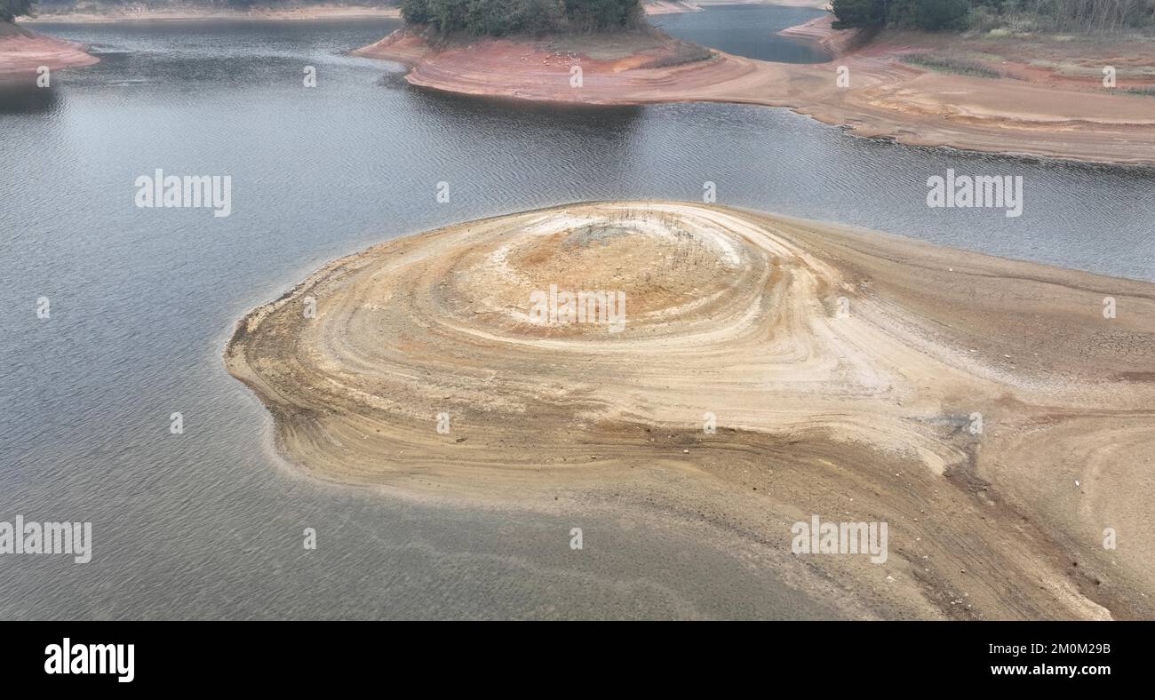 Aerial photo shows the Red maple lake in Guiyang City, southwest China ...