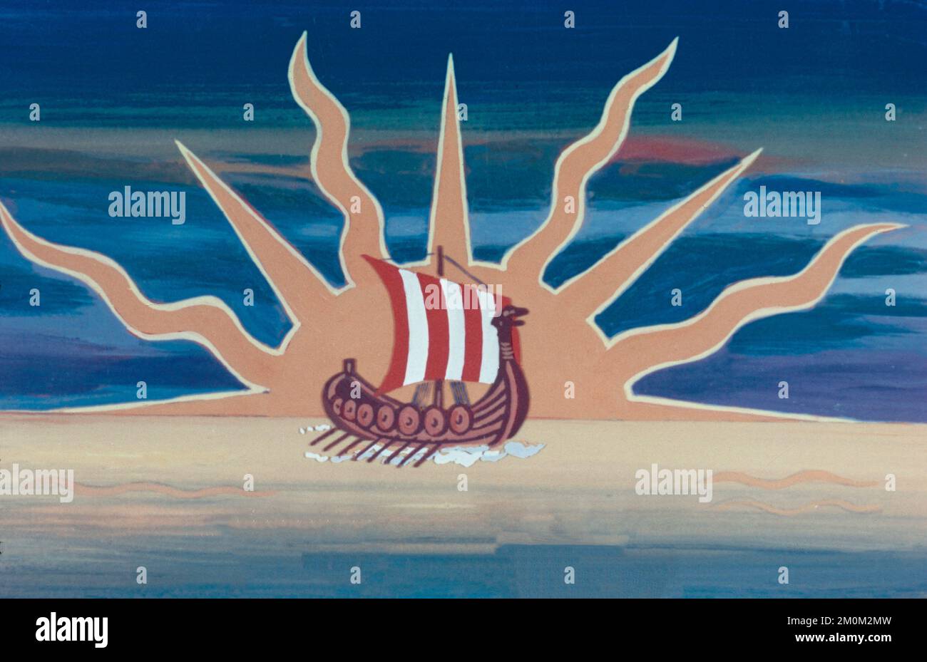 Viking boat with the sun, illustration, Sweden 1960s Stock Photo - Alamy