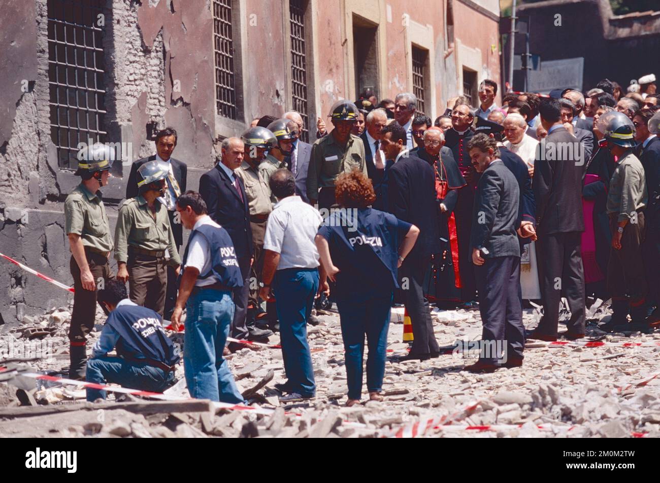 Pope John Paul II at the site of the mafia-terrorist bombing attack at ...