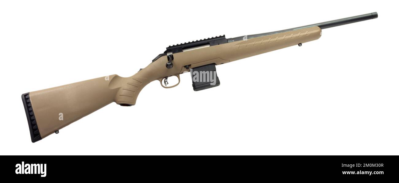 Brown bolt action rifle isolated on a white background Stock Photo - Alamy