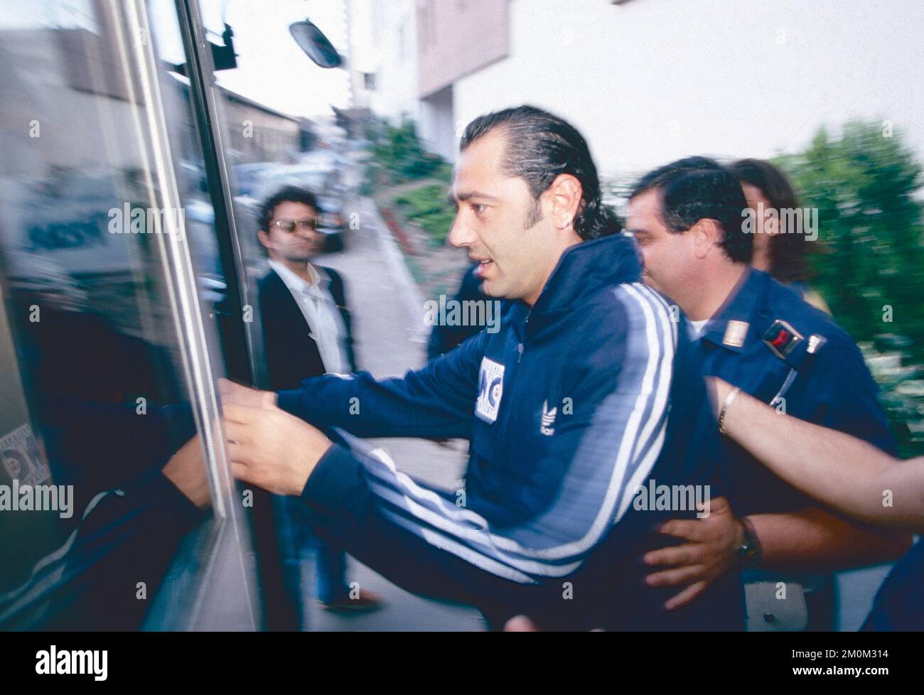 Italian singer and songwriter Luca Carboni at the football match of the ...