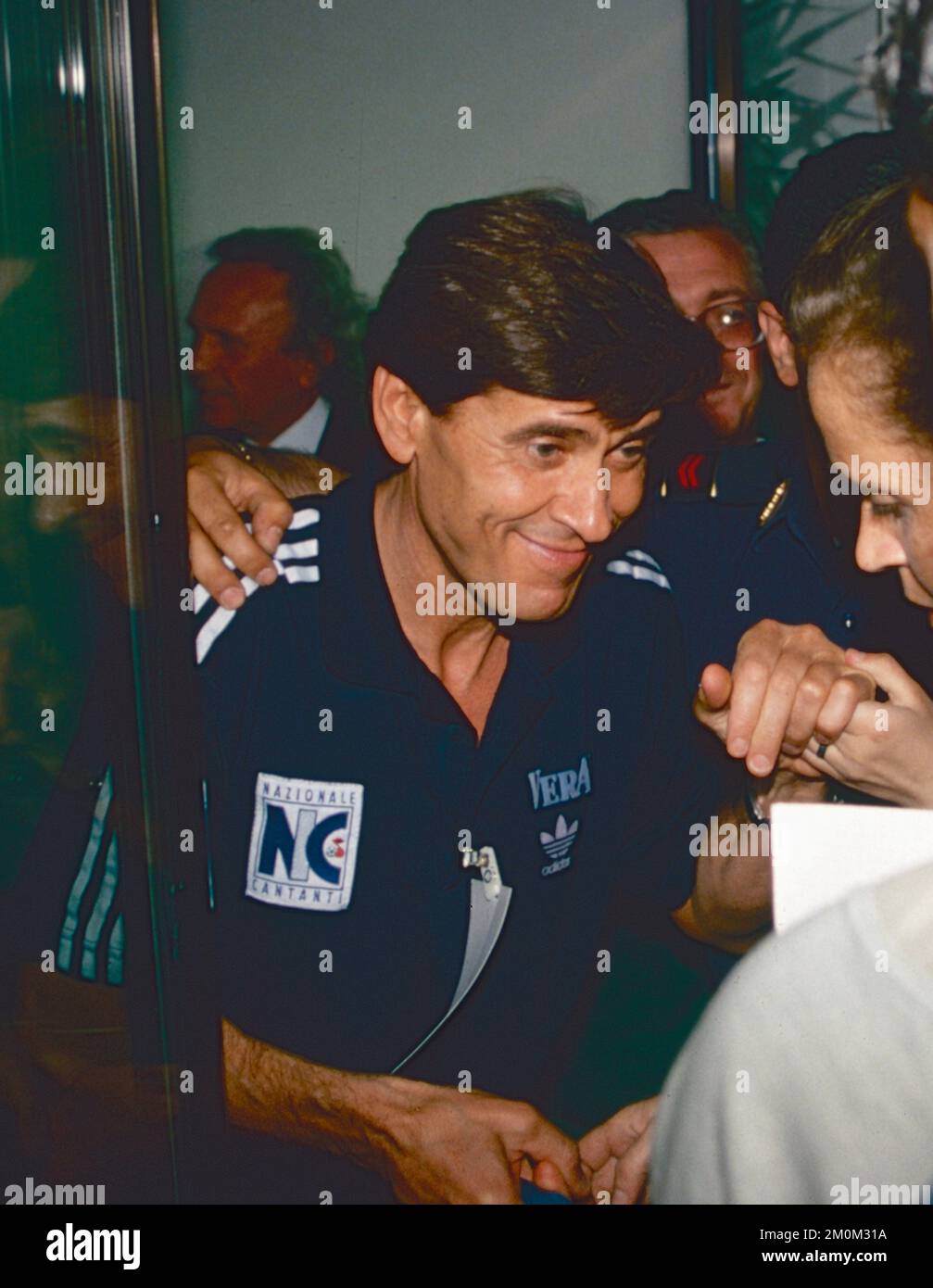 Italian singer Gianni Morandi at the football match of the singer team ...