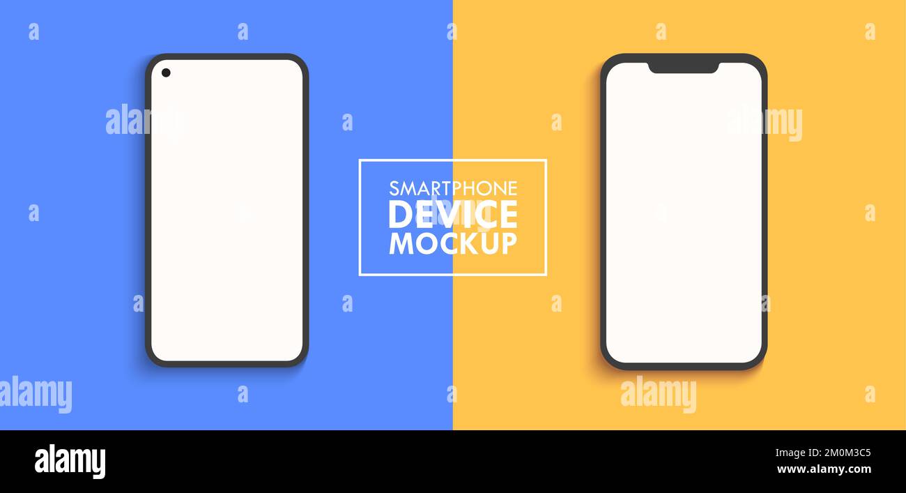 Modern Smartphone Device Showcase Mockup Blank White Display Vector ...