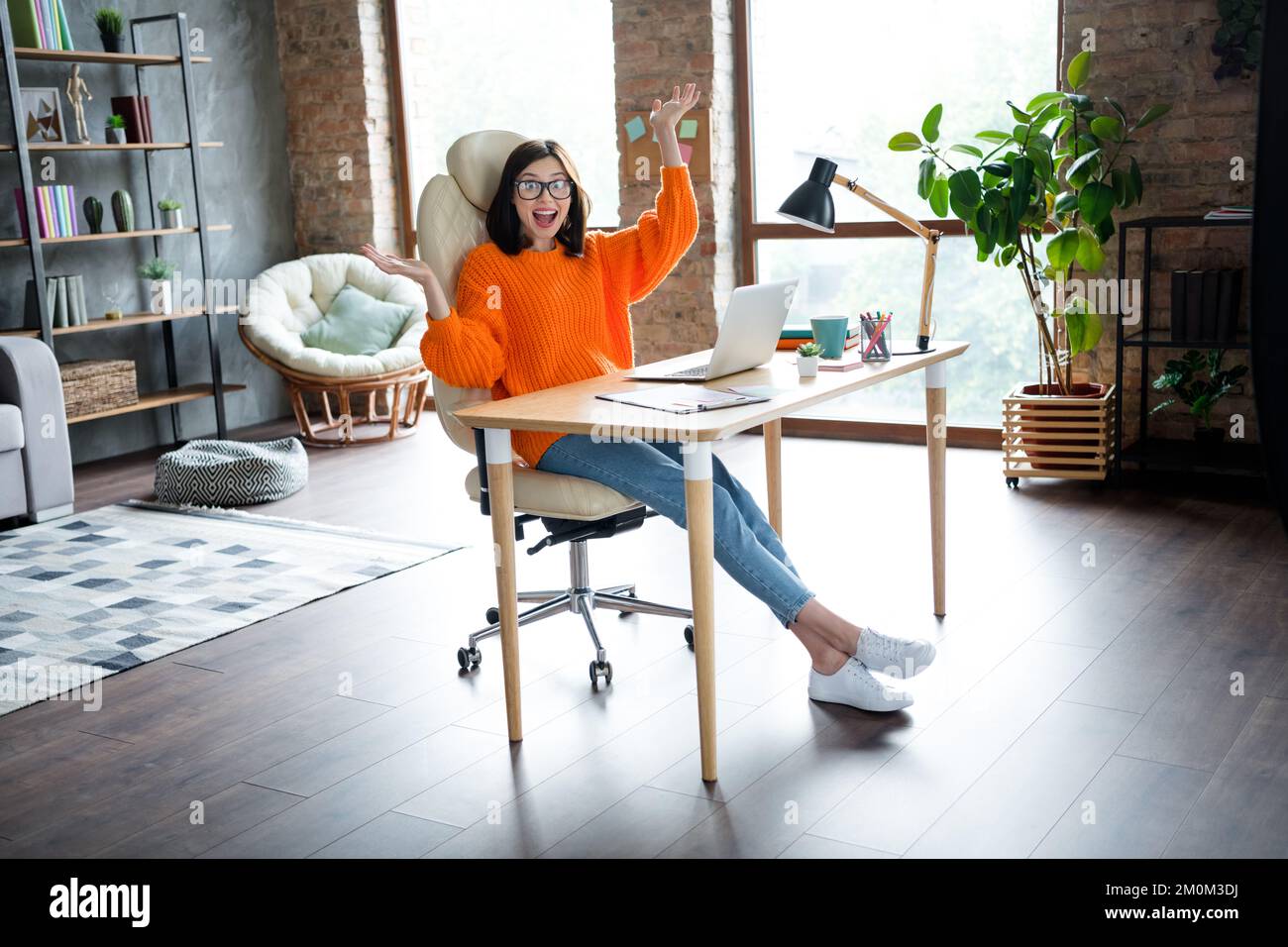 Portrait of positive adorable lady boss ceo hr realtor sitting chair ...