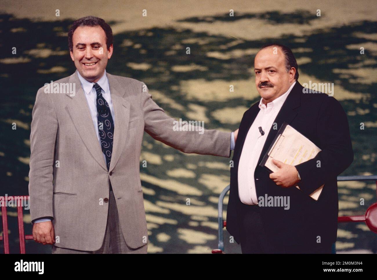 Italian journalists Michele Santoro (left) and Maurizio Costanzo at the ...