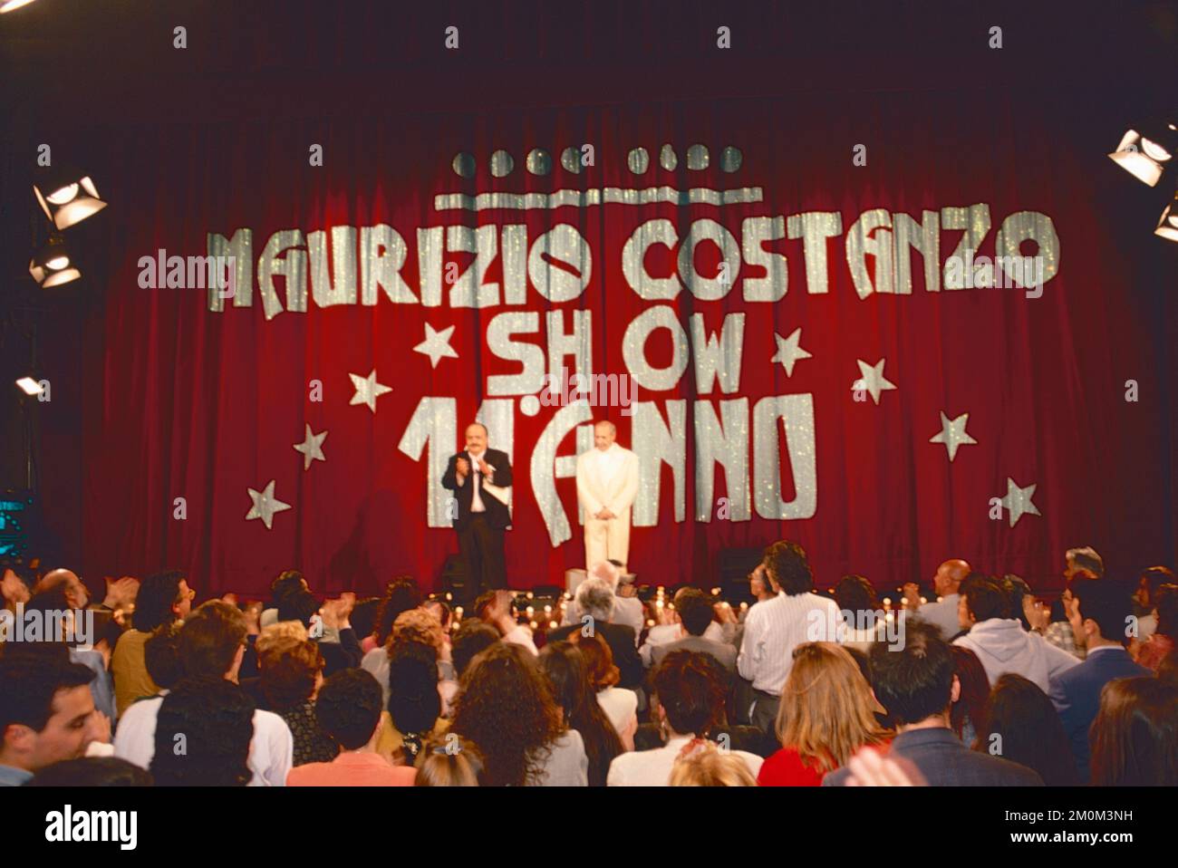 Italian journalist Maurizio Costanzo (left) and musician Franco ...