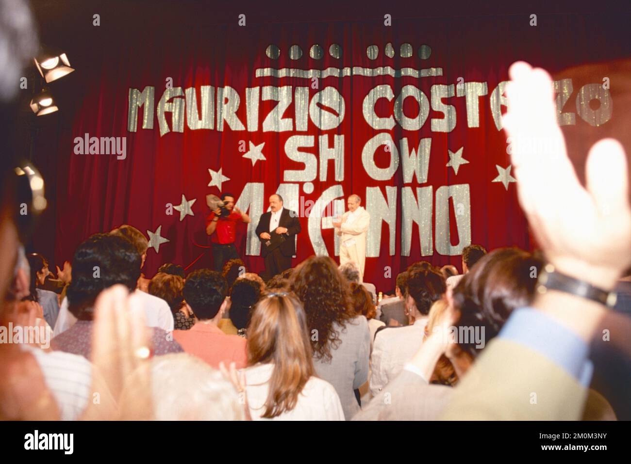 Italian journalist Maurizio Costanzo (left) and musician Franco ...