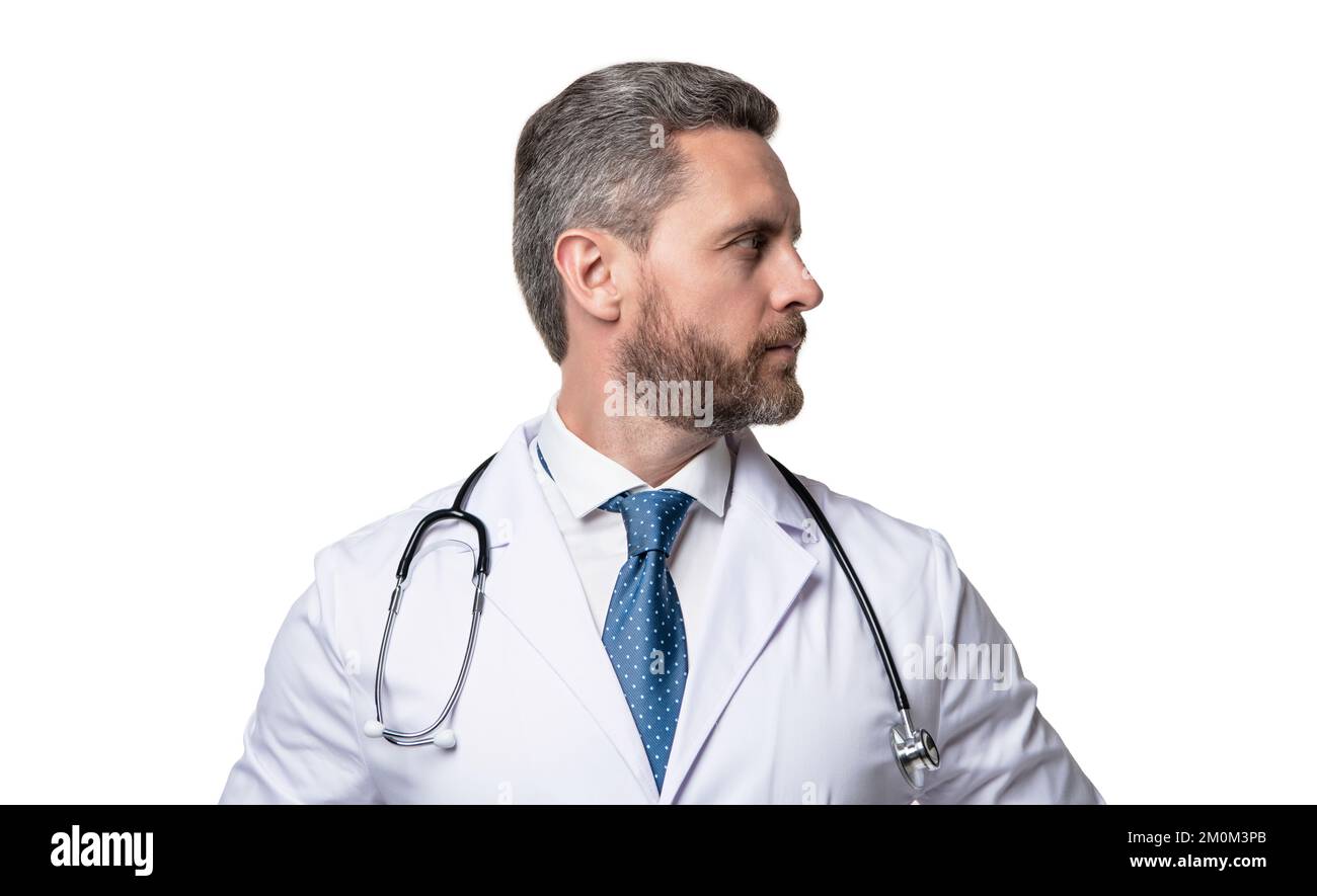 practitioner with stethoscope. practitioner isolated on white. medical ...