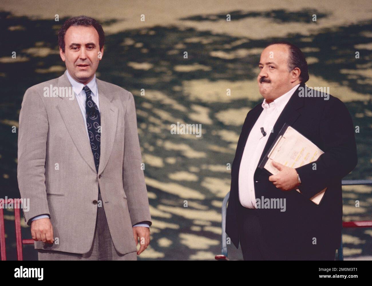 Italian journalists Michele Santoro (left) and Maurizio Costanzo at the ...