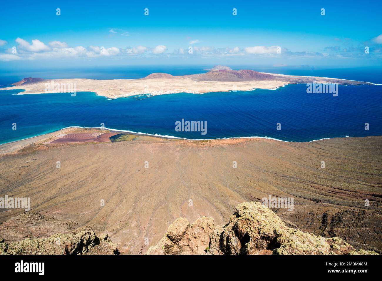 Graciosa island seen from Miraror del Rio viewpoint on Lanzarote Island ...