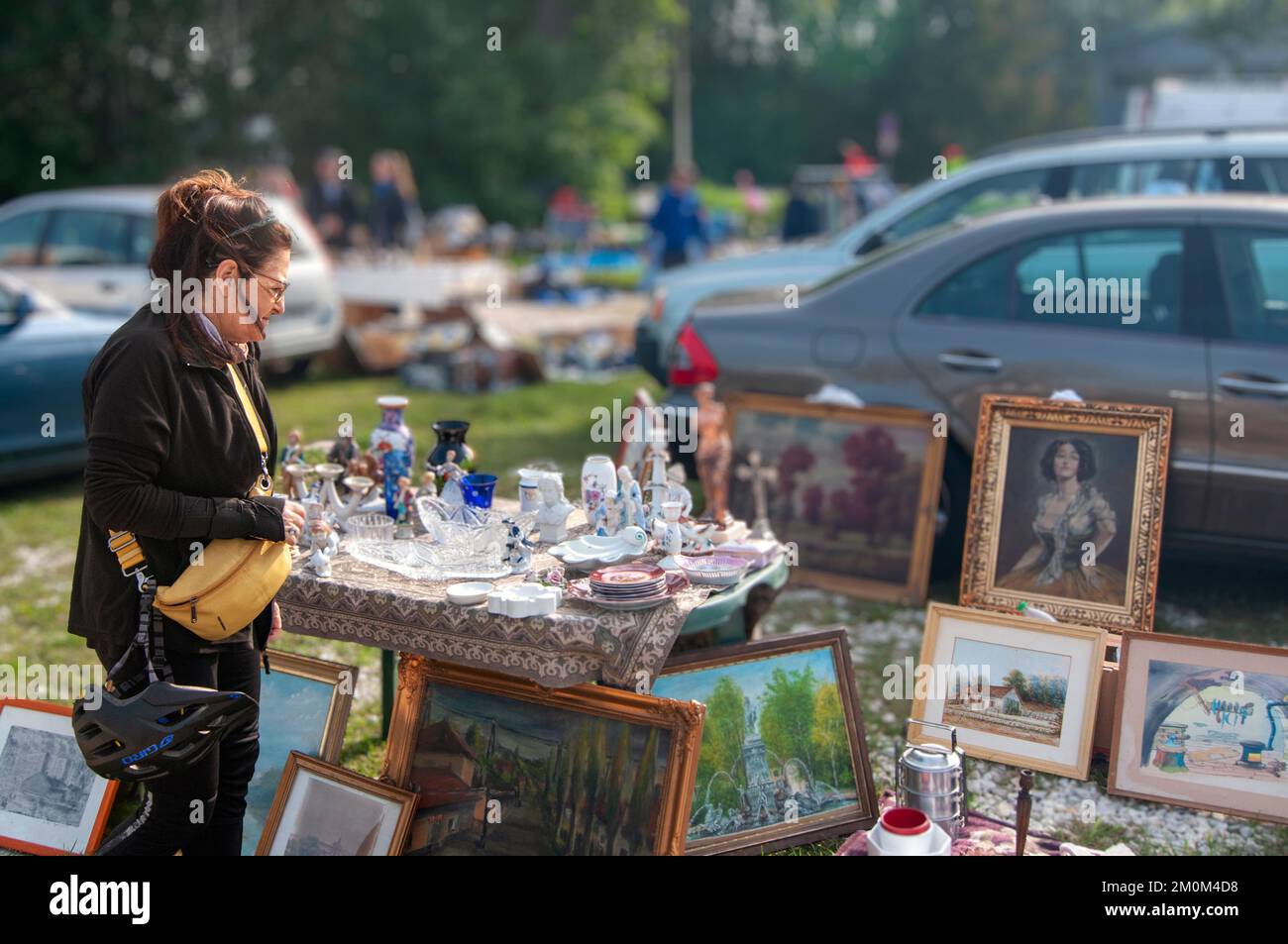 outdoor Flea Market, Siofok, Somogy County, south shore of Lake Balaton ...