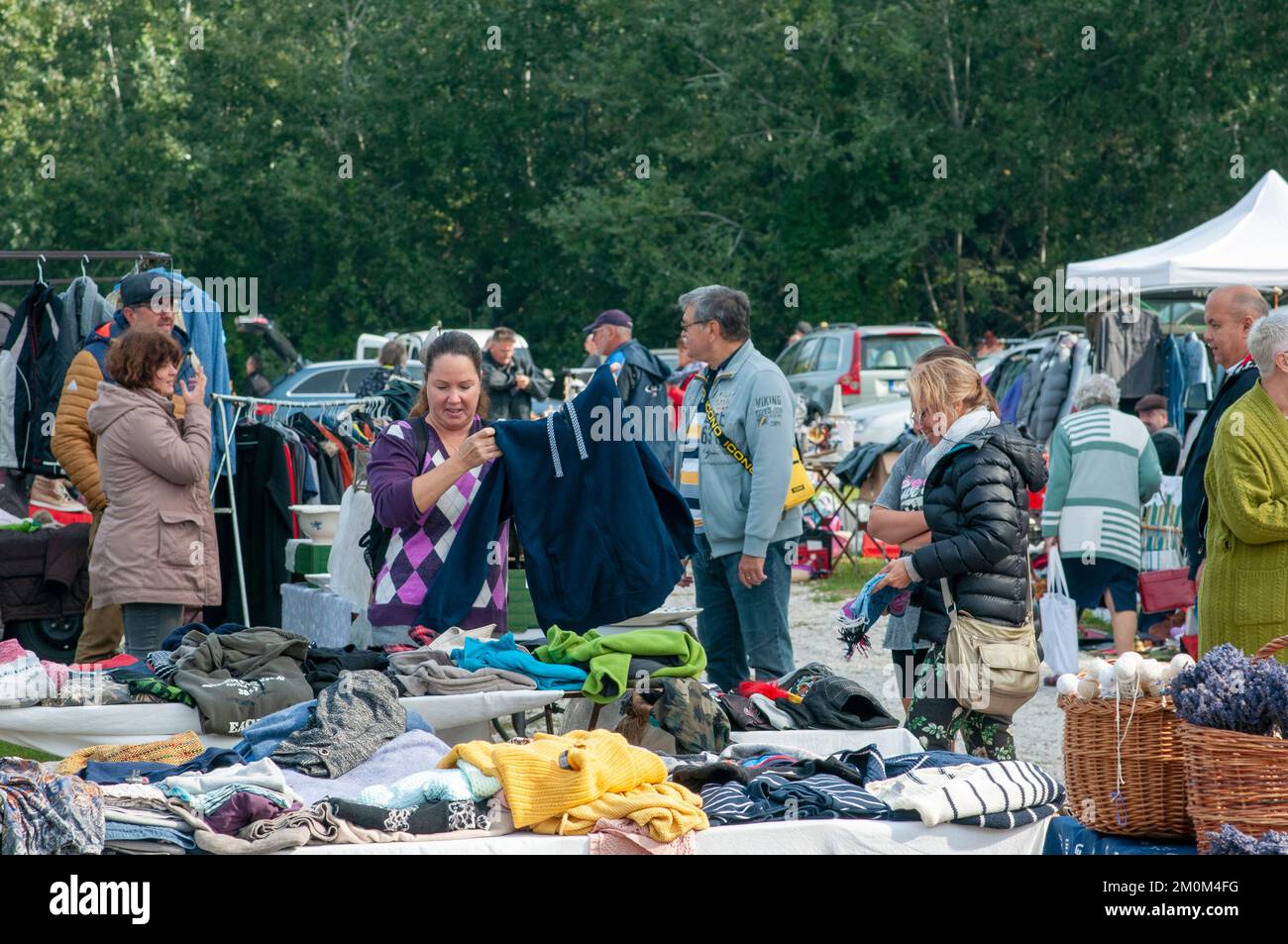 outdoor Flea Market, Siofok, Somogy County, south shore of Lake Balaton ...