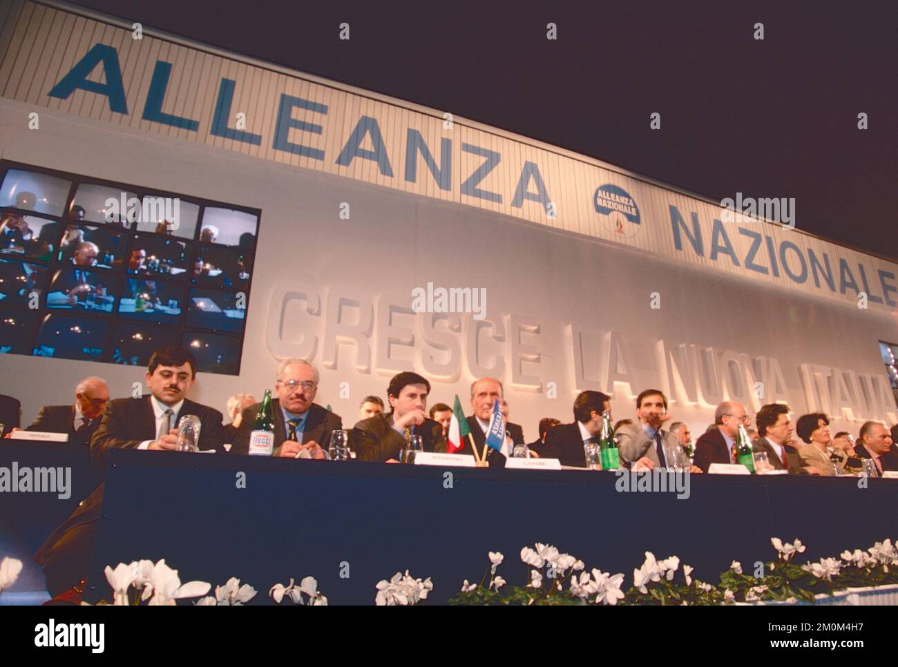 Italian right wing politicians , Alleanza Nazionale, party ,congress ...
