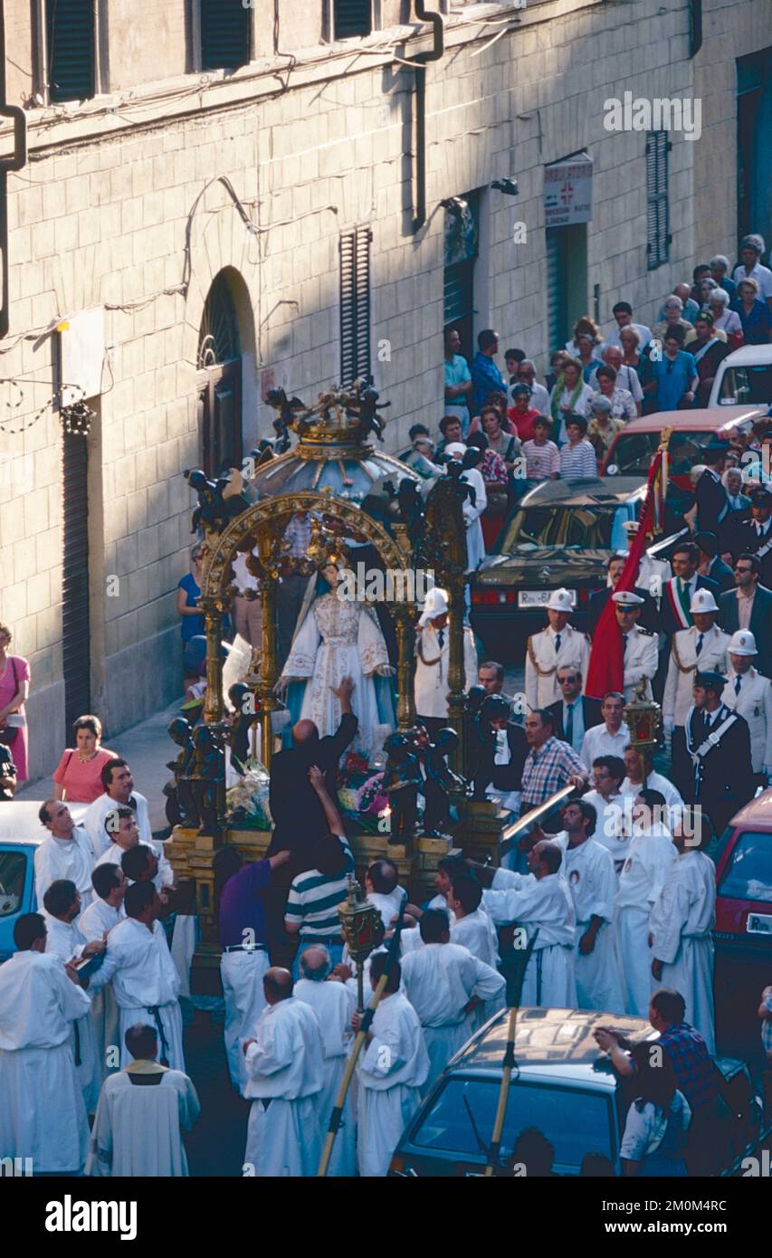 Religious procession of Madonna del Carmine or Fiumarola in the streets ...