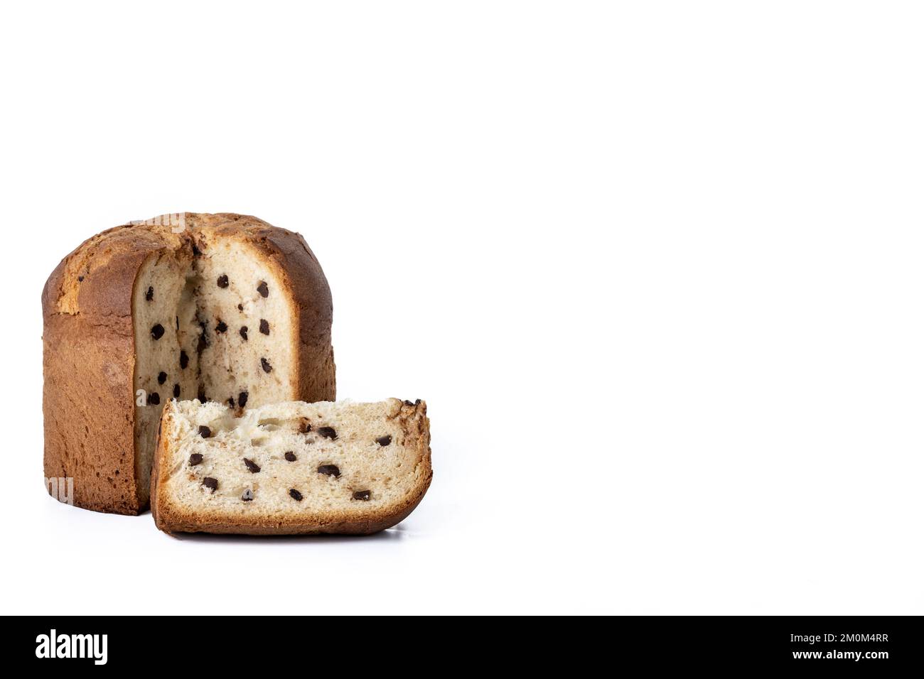 Traditional Christmas panettone with chocolate chips isolated on white ...