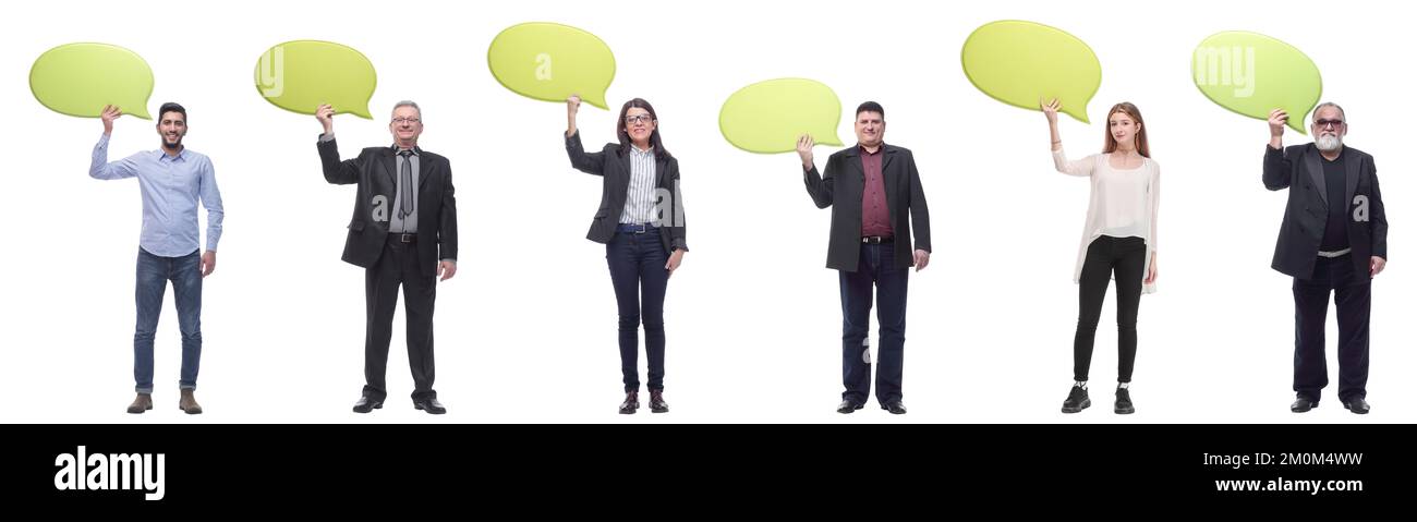 group of successful business people with comments Stock Photo - Alamy