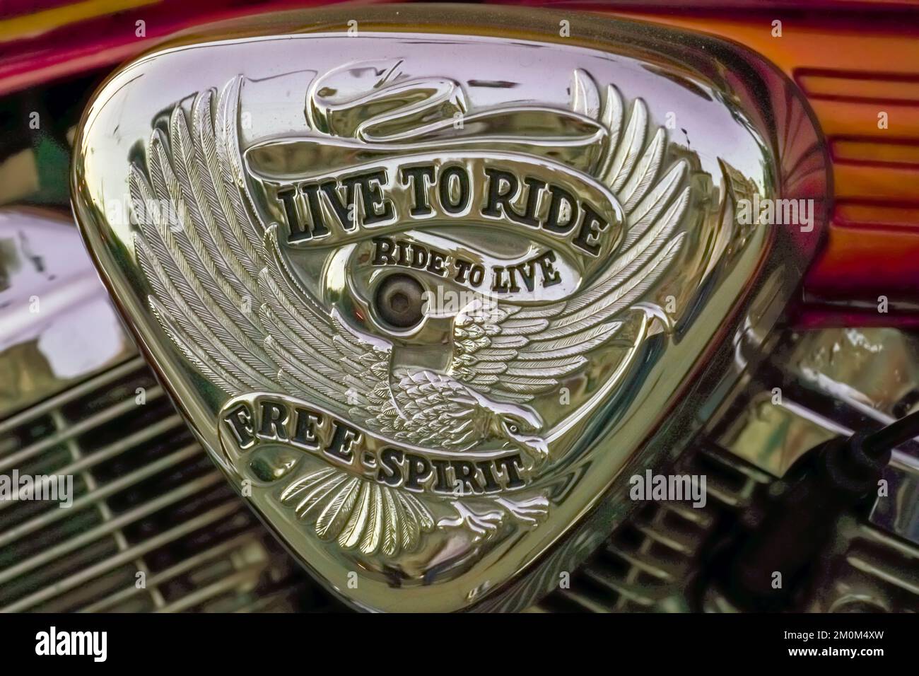 Live to ride, ride to live, free spirit on Harley Davidson motorbike ...