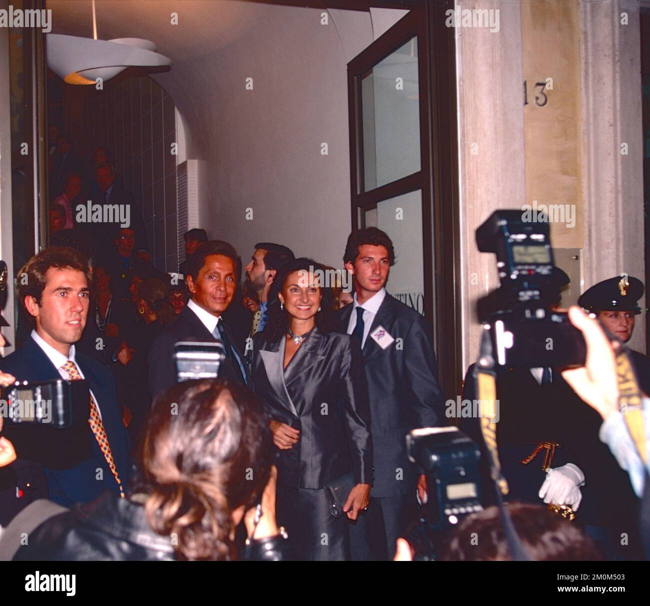 Italian stylist Valentino Garavani with enterpreneur Donatella Dini at ...