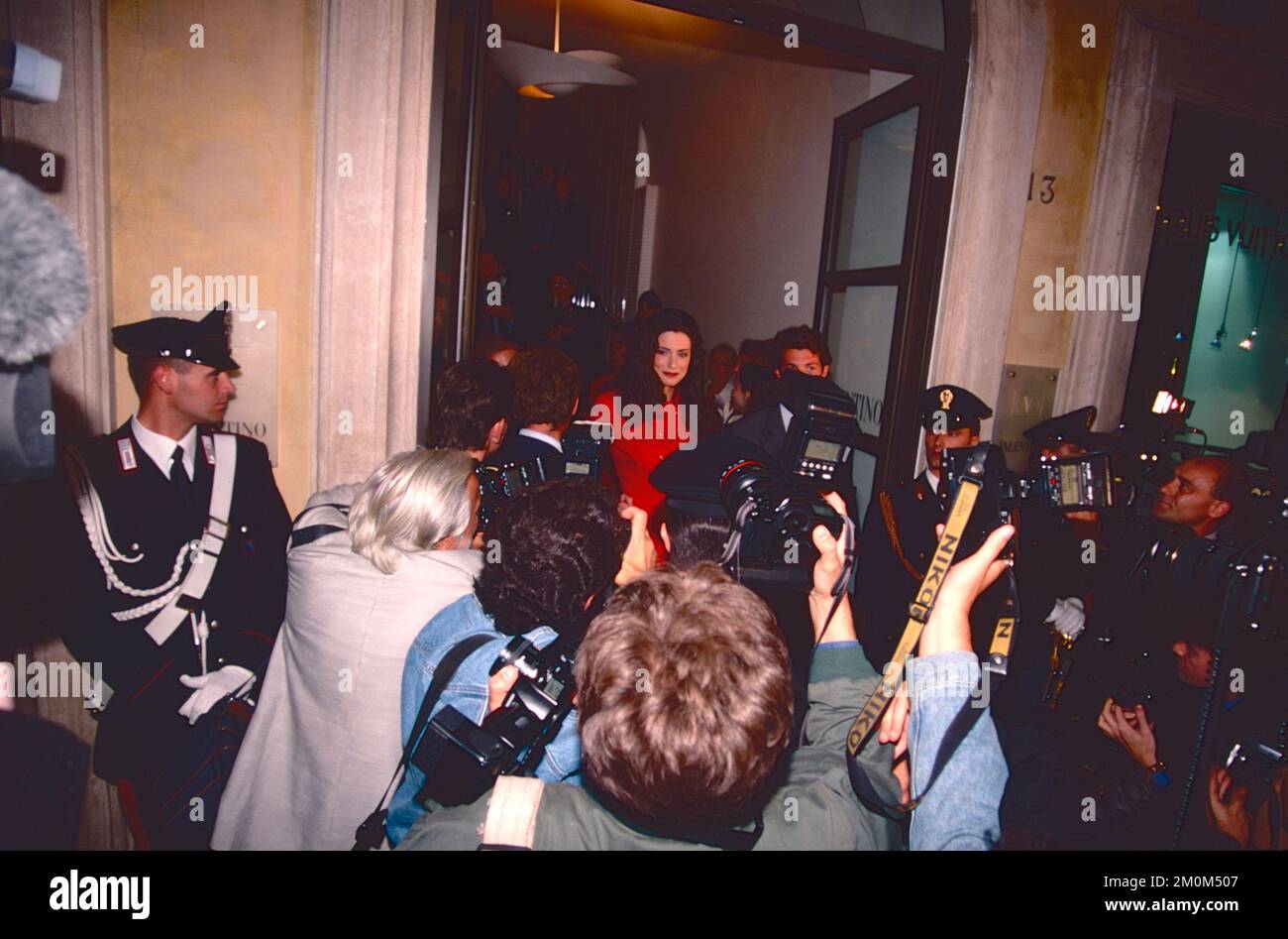 Italian model actress Anna Valle at the opening of the new Valentino ...