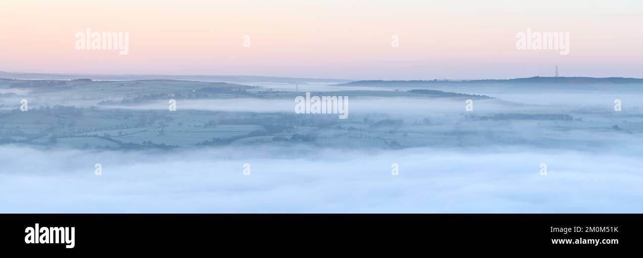 Lower Wharfedale is hidden under a blanket of fog during an autumn ...