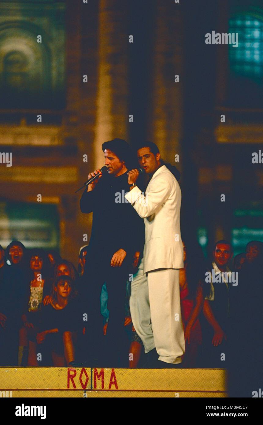 Italian presenter Fiorello (right) and actor Christian De Sica at the ...