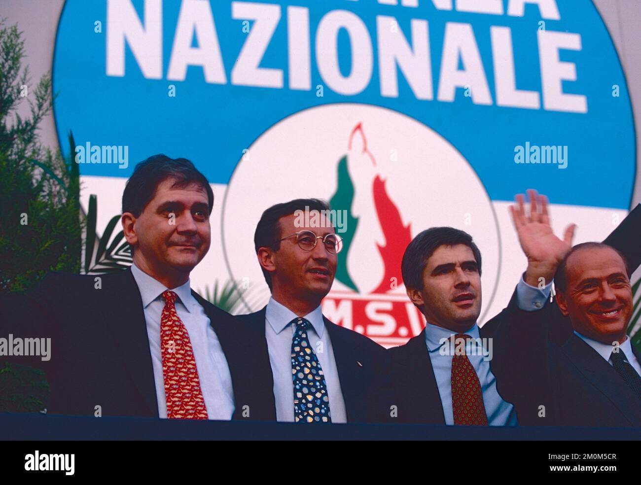 Italian politicians Rocco Buttiglione, Gianfranco Fini, Pierferdinando ...