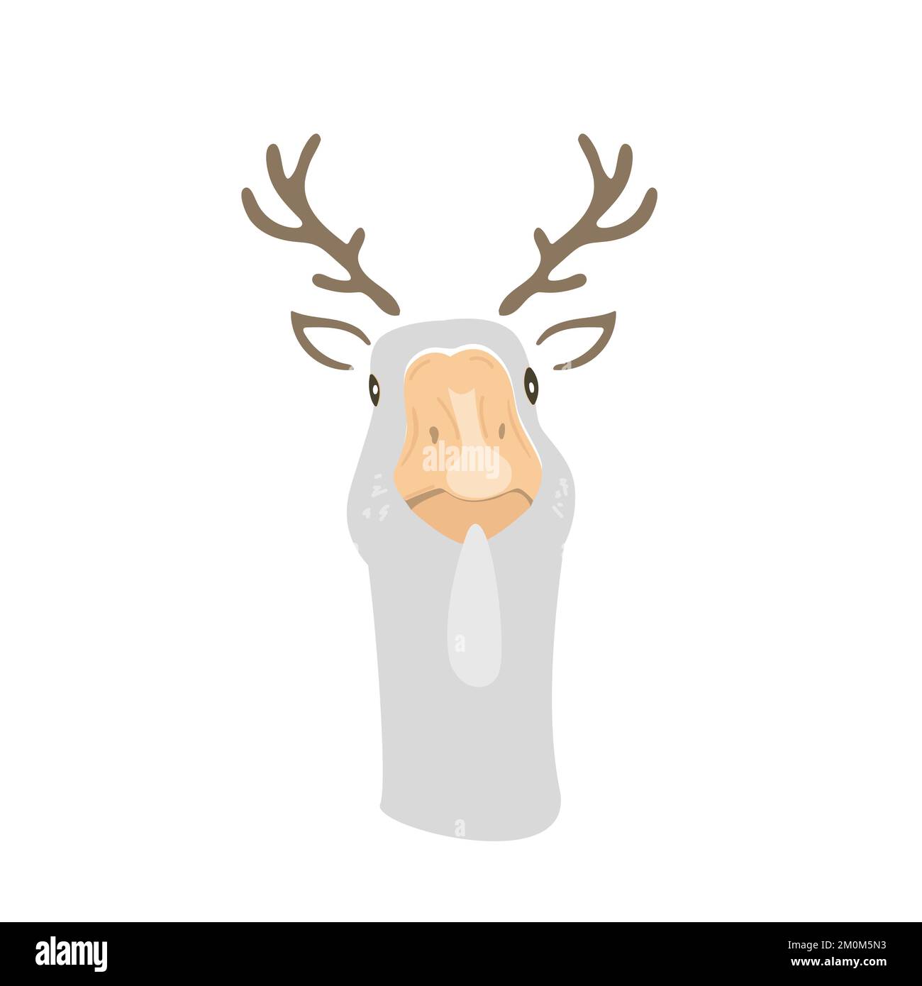 Cute male goose with funny deer horns headband. Christmas design ...