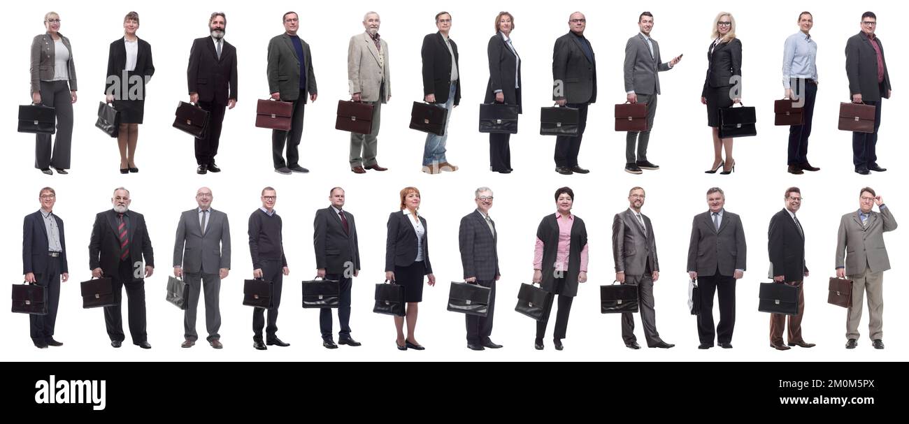 collage, group of businessmen with briefcase isolated Stock Photo - Alamy