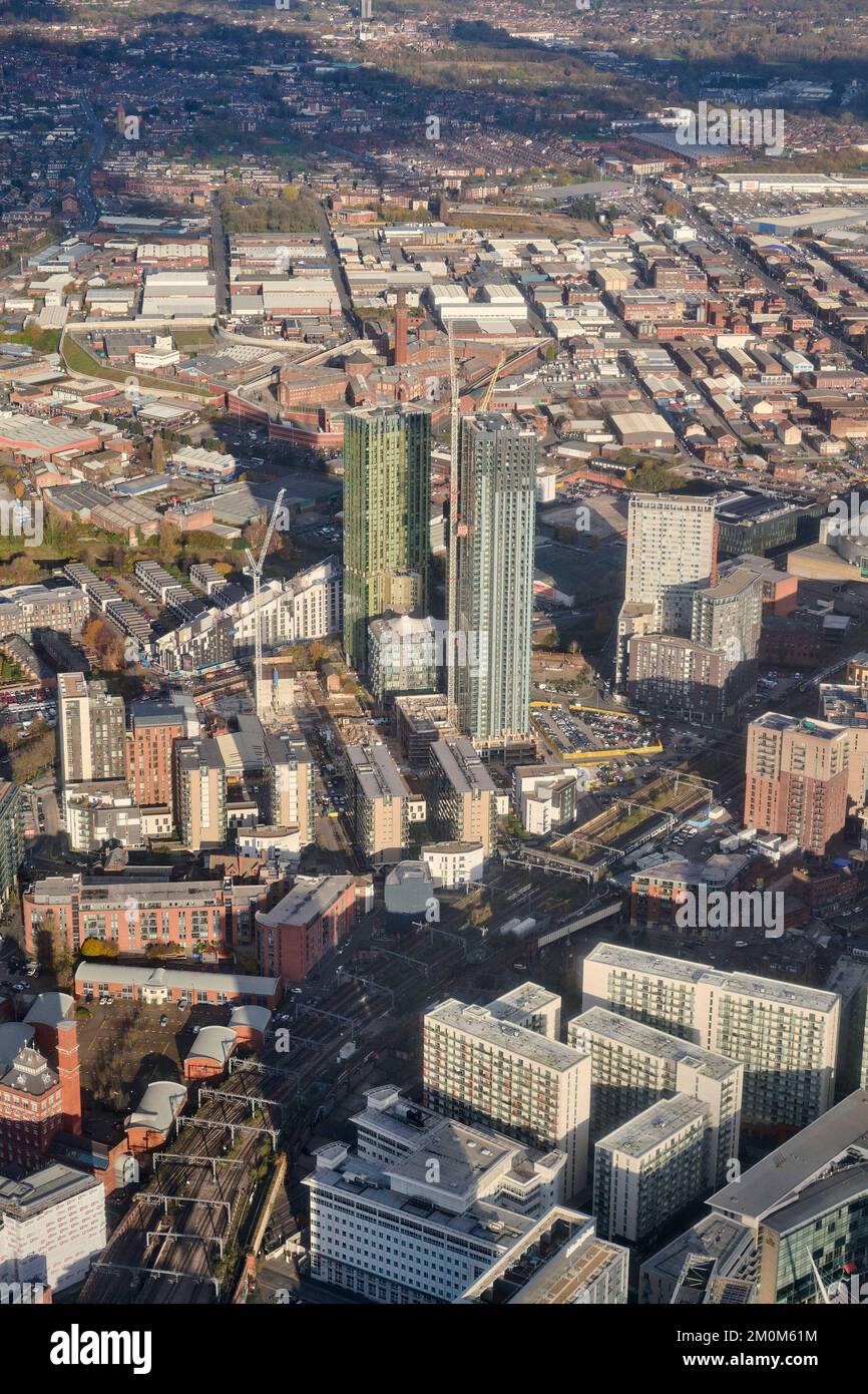 An Aerial view of New tower blocks under construction to the west of ...