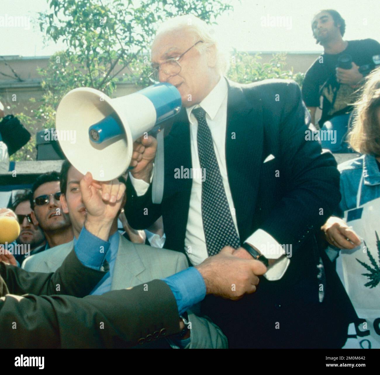 Italian radical politician Giacinto said Marco Pannella (right) at a ...
