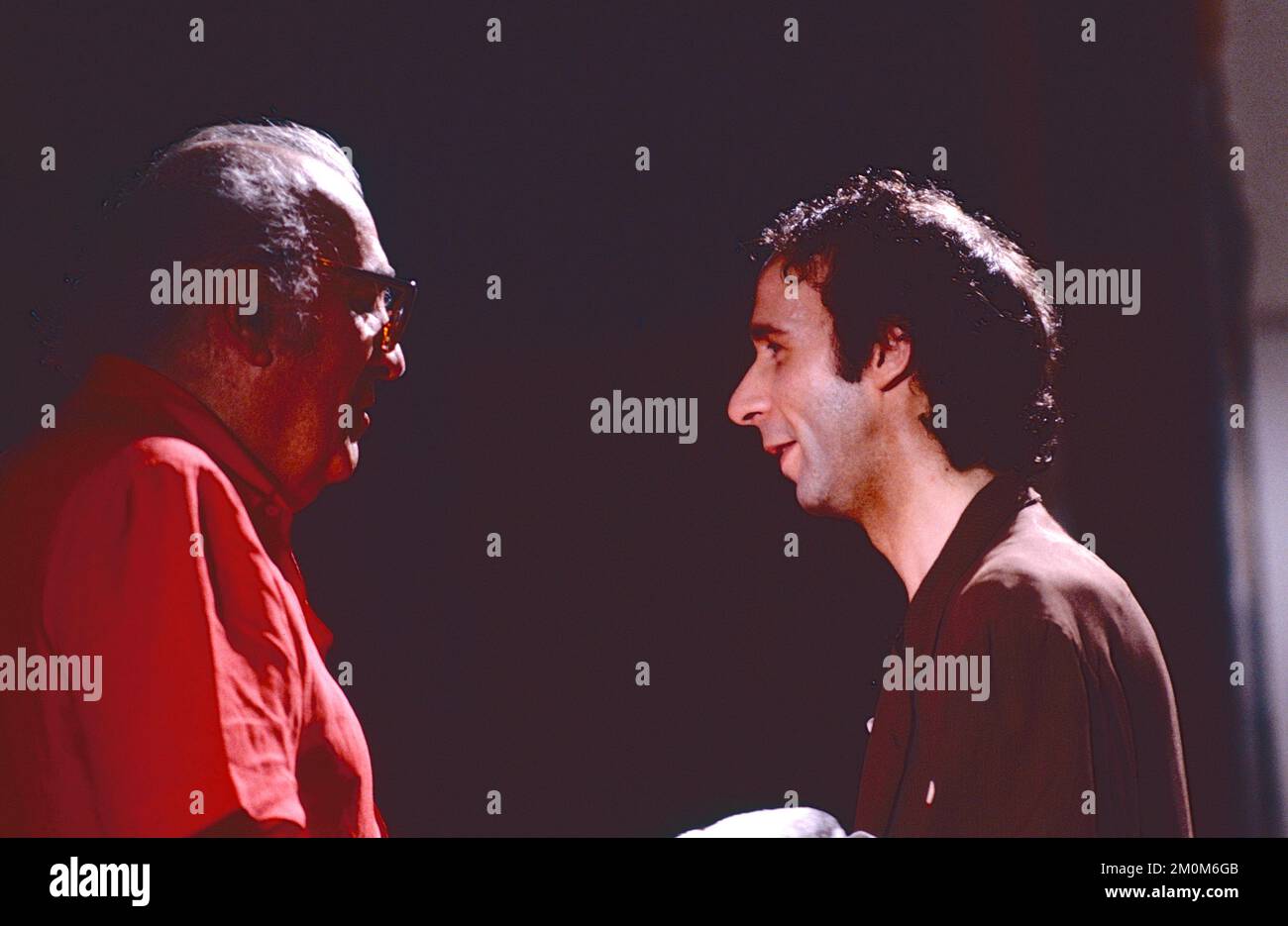Italian actor Roberto Benigni and film director Federico Fellini, Italy ...