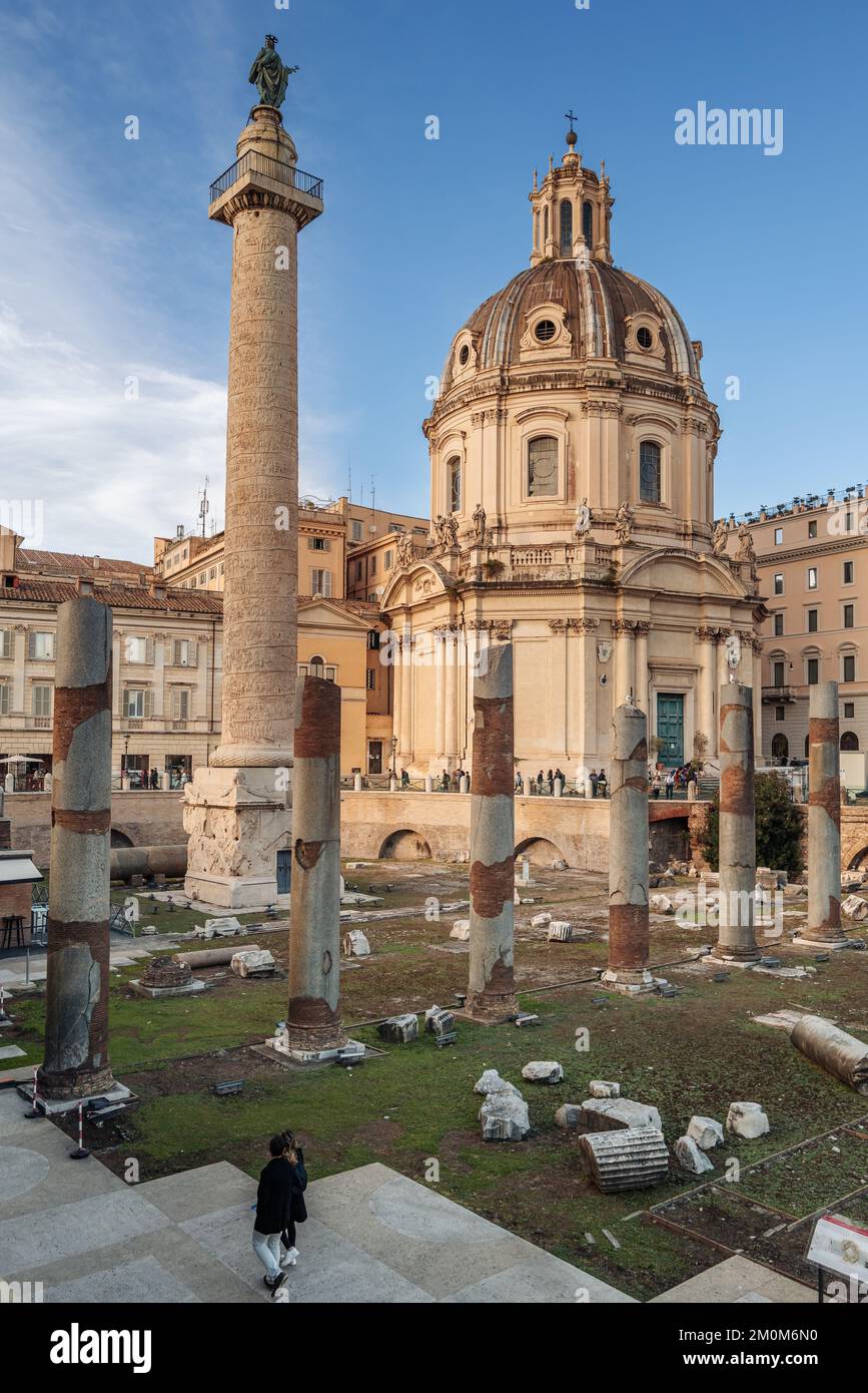 Rome, Italy- November 2022: The beautiful Colonna Trainana by the Fori ...