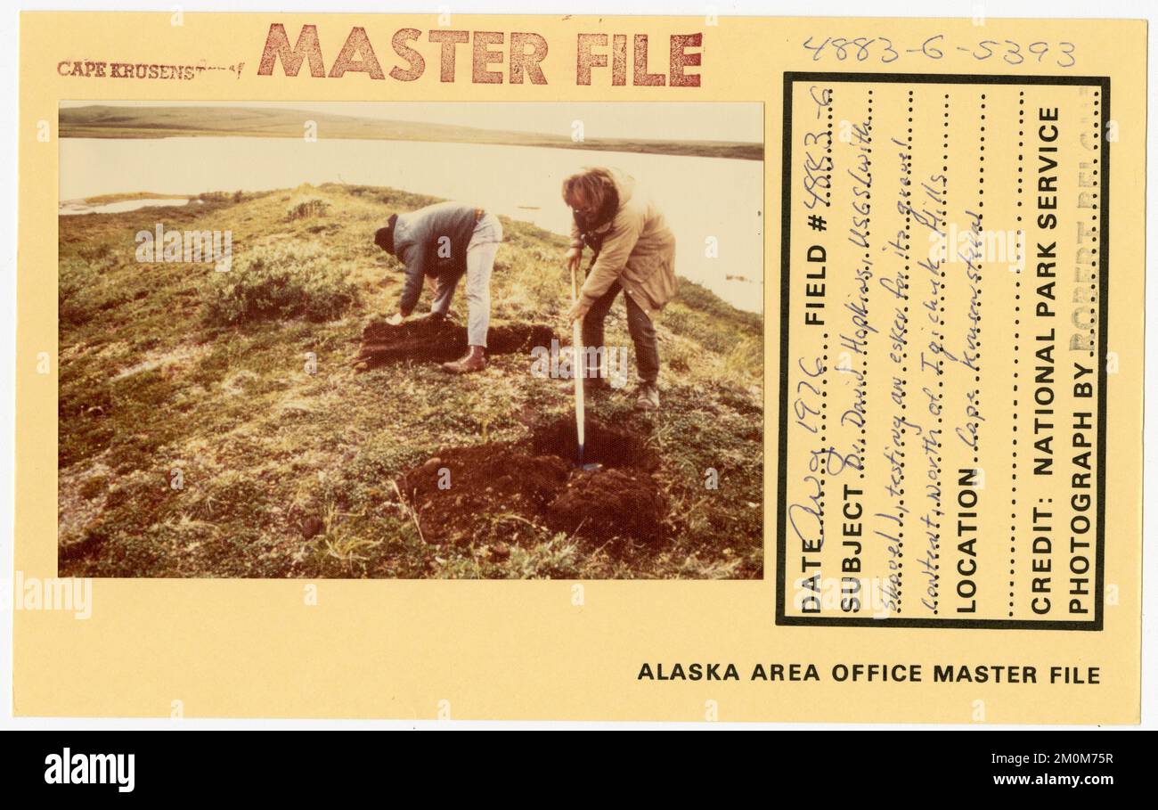 Dr. David Hopkins USGS (with shovel) testing an esker for its gravel ...
