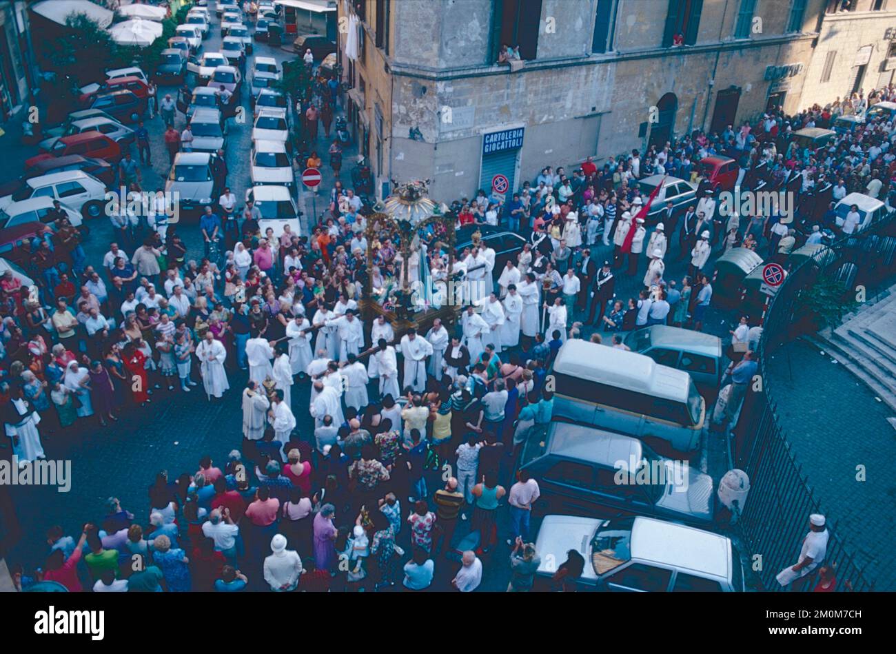 Religious procession of Madonna del Carmine or Fiumarola in the streets ...