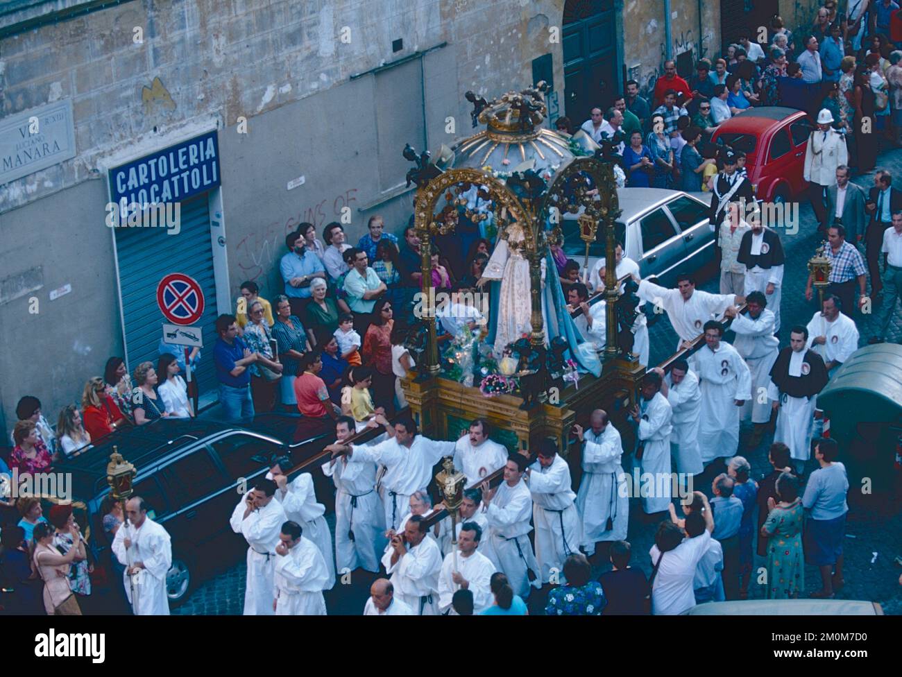 Religious procession of Madonna del Carmine or Fiumarola in the streets ...