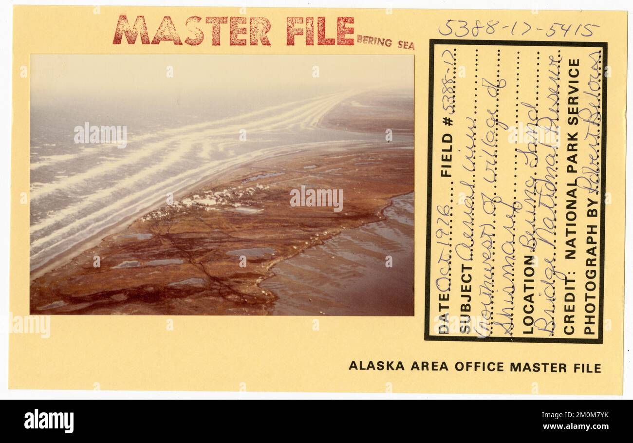 Aerial view (northwest) of village of Shismaref. Alaska Task Force ...