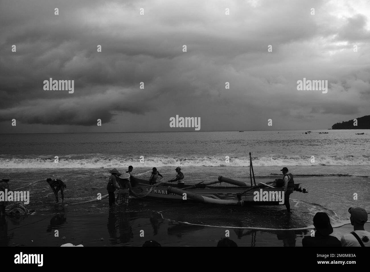 Pangandaran, West Java, Indonesia - 30 October, 2022 : Black and white ...