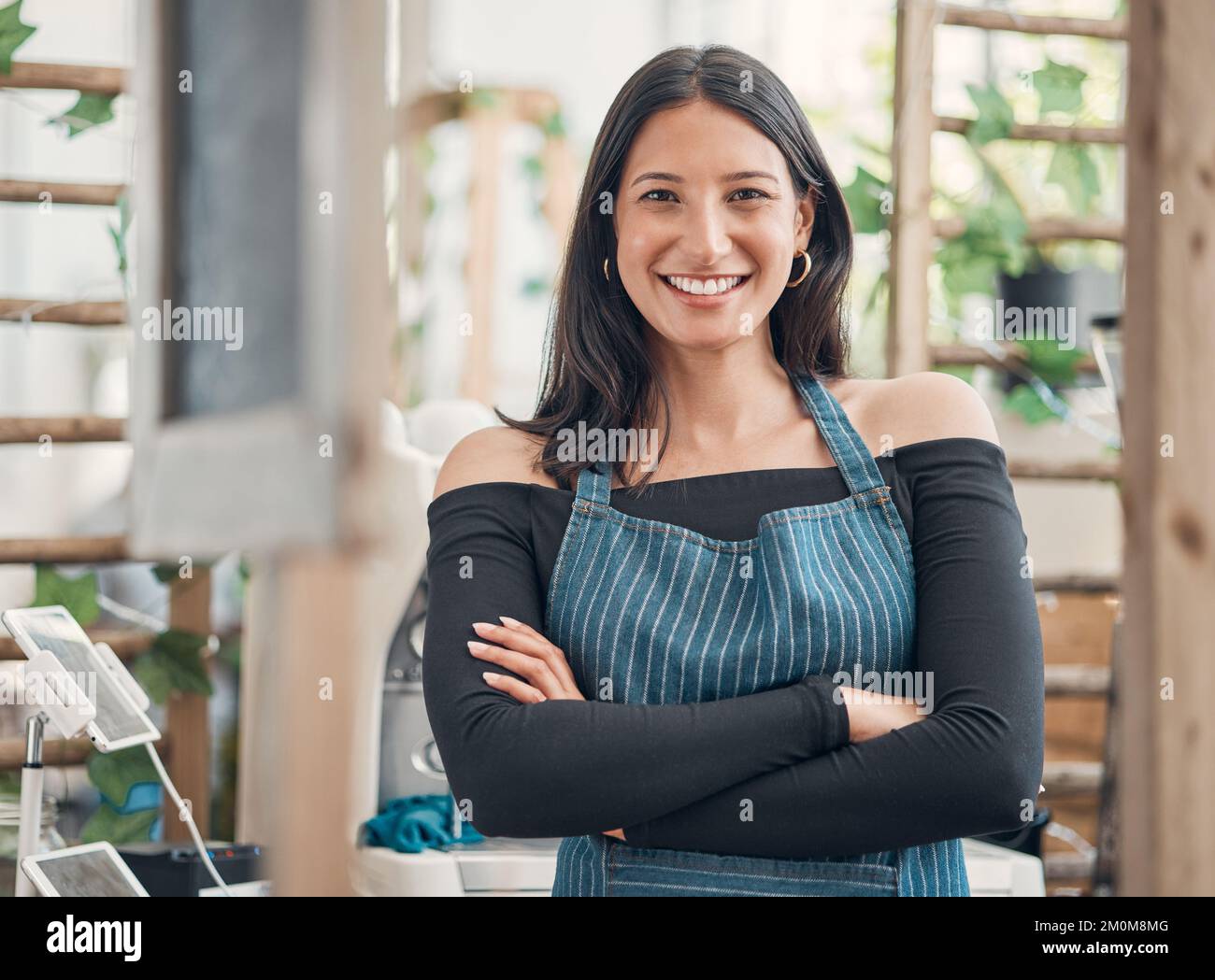 Portrait waitress standing inside restaurant hi-res stock photography ...
