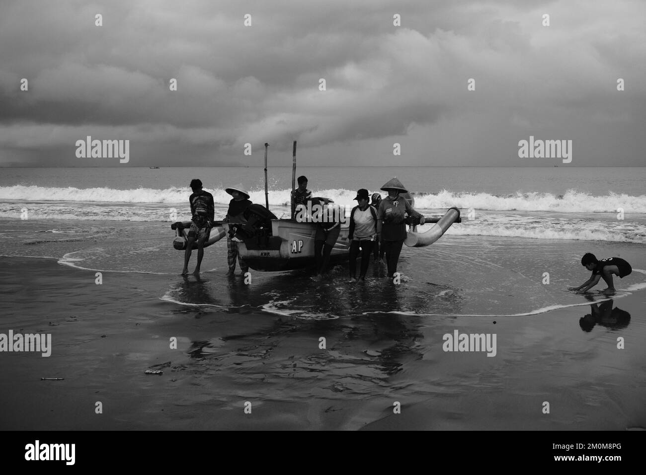 Pangandaran, West Java, Indonesia - 30 October, 2022 : Black and white ...