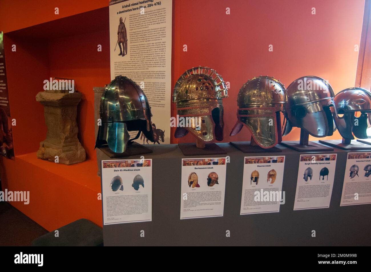 Roman Legionary soldier's helmets and armour exhibit at the Roman Villa ...