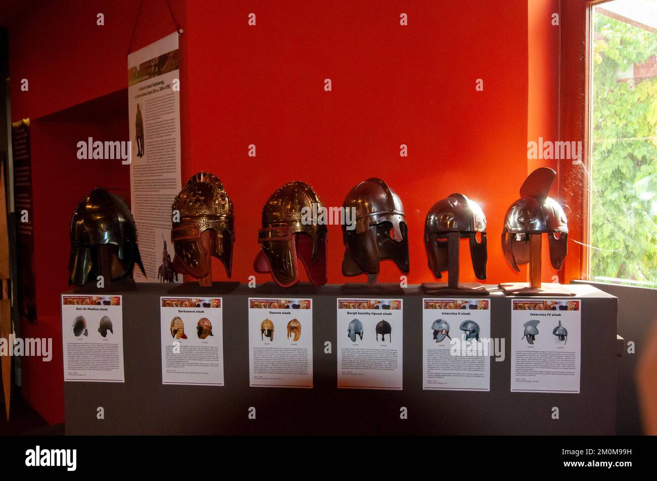 Roman Legionary soldier's helmets and armour exhibit at the Roman Villa ...