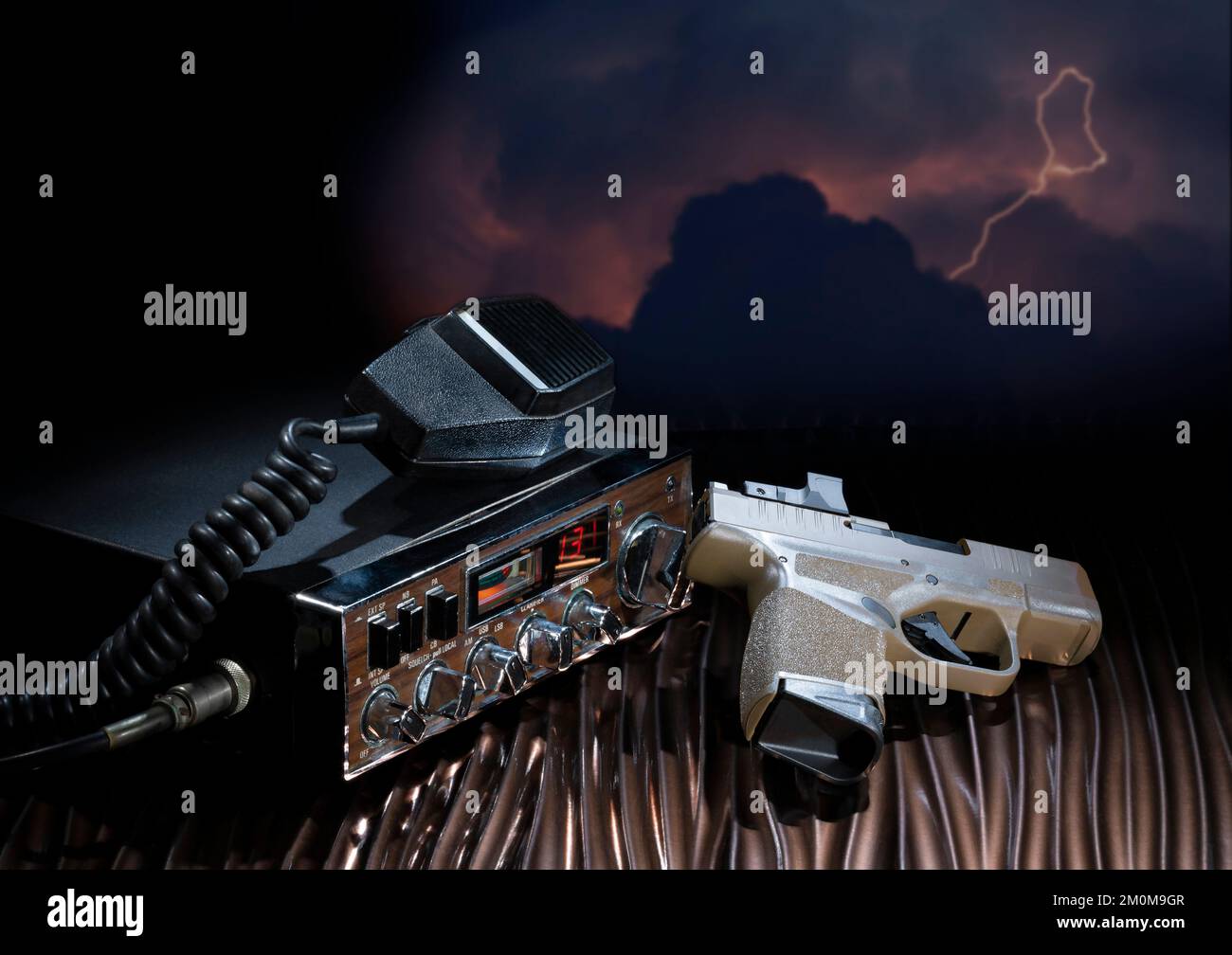 Weapon and ham radio with lightning striking behind Stock Photo - Alamy Weapon and ham radio with lightning striking behind Stock Photo - Alamy