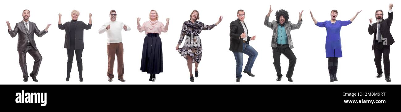 collage of people joyful energetic full length isolated Stock Photo - Alamy