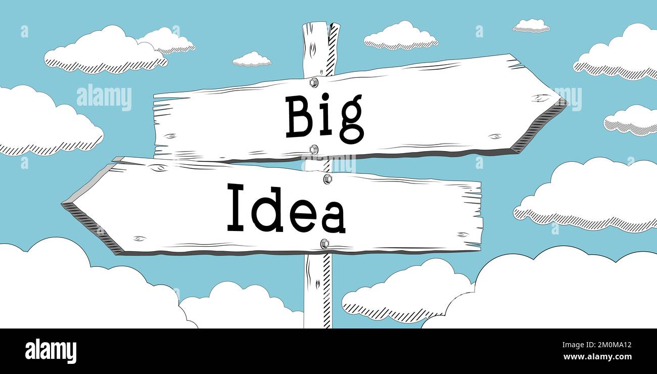 Big idea - outline signpost with two arrows Stock Photo - Alamy