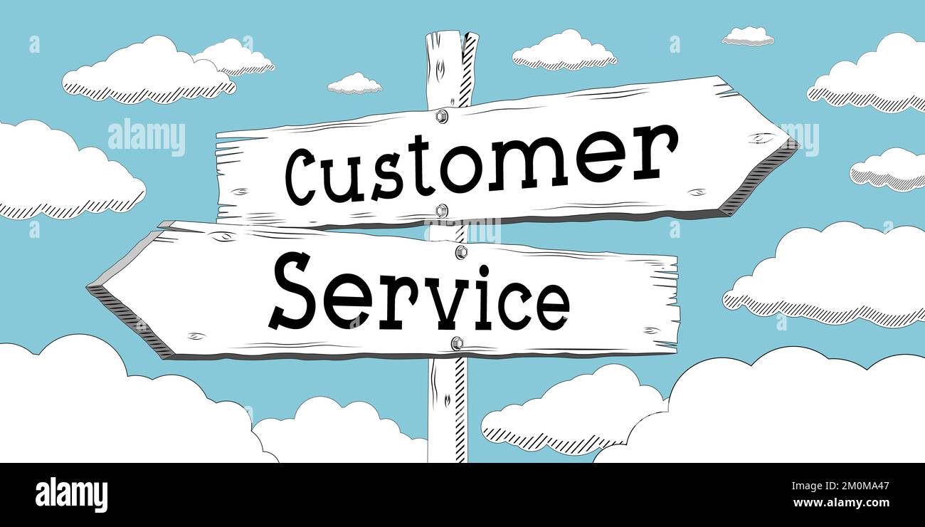 Customer service - outline signpost with two arrows Stock Photo - Alamy