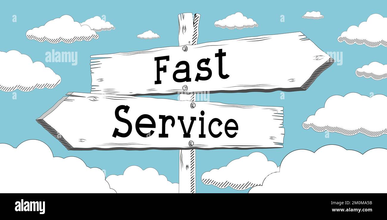 Fast service - outline signpost with two arrows Stock Photo - Alamy