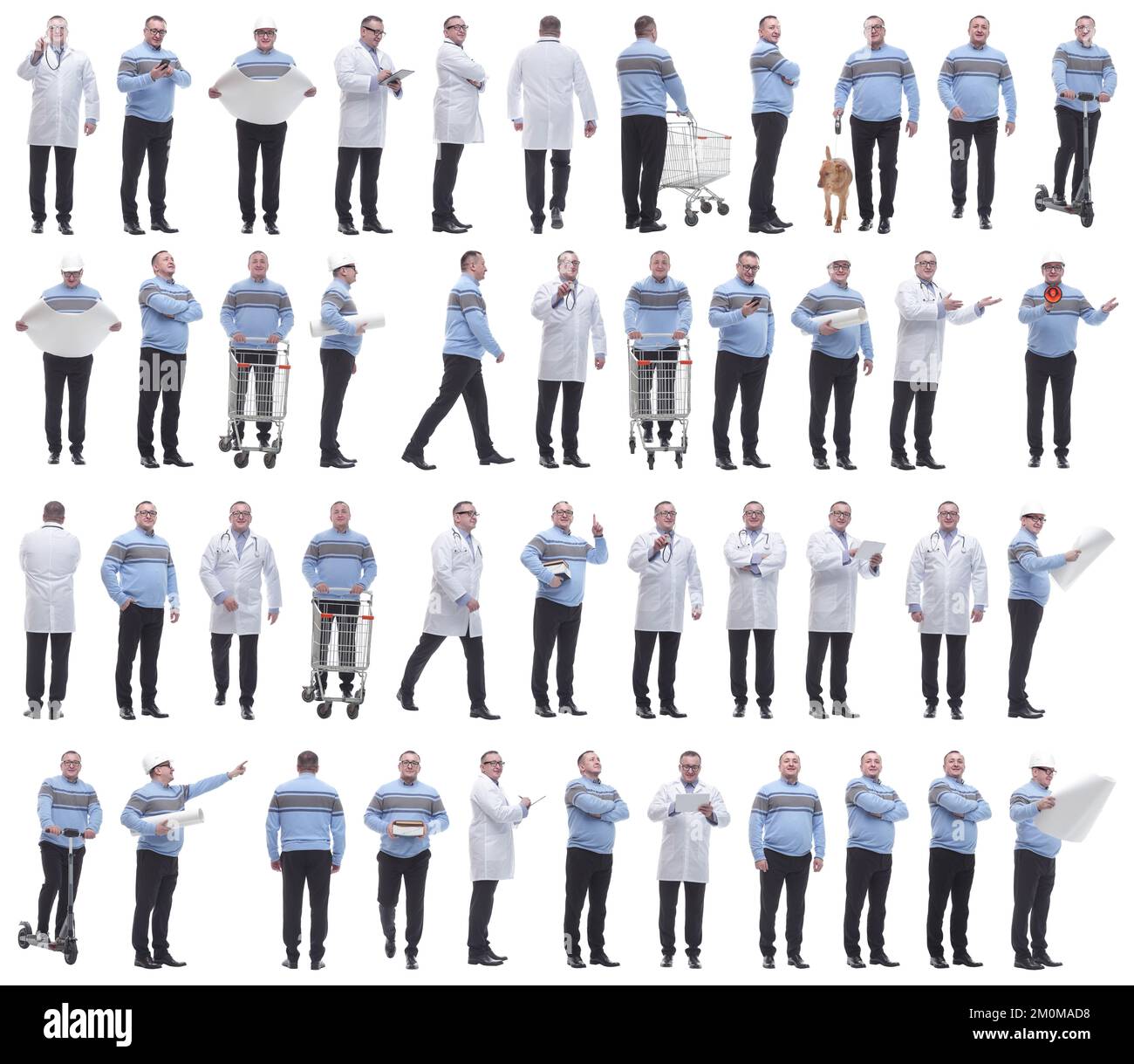 collage of a man in full growth displaying many professions and ...