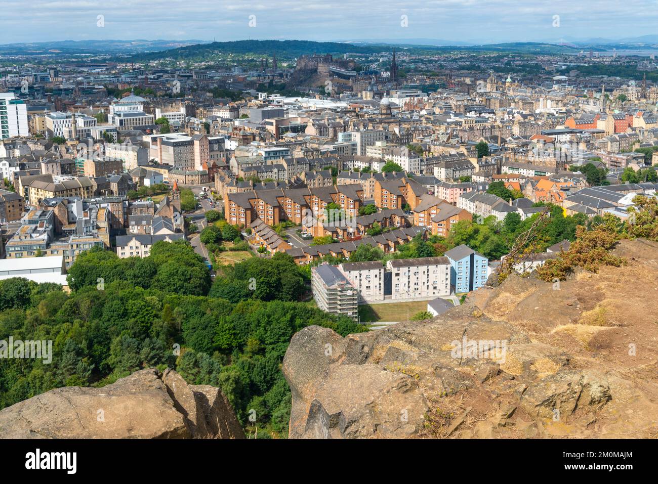 Cityscape of the Capital city of Scotland,with famous landmarks such as ...