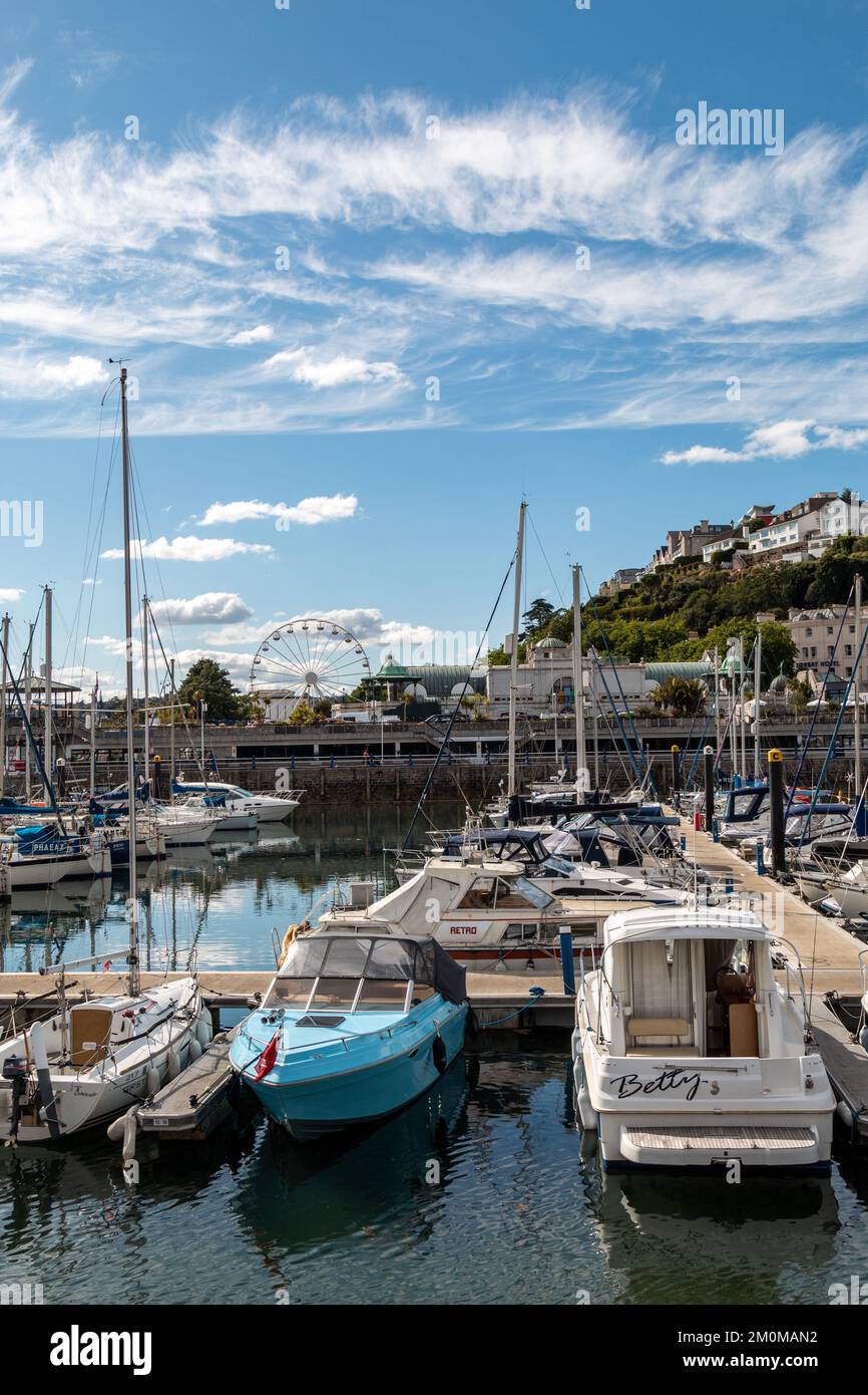 A view of the English Riviera Wheel across Torquay Harbour, Devon, UK ...